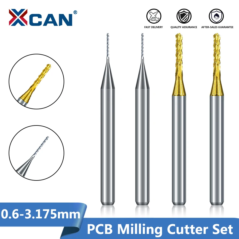 Xcan 10pcs 0.6-3.175mm Carbide Pcb Milling Cutter Set 3.175mm Shank Pcb ...
