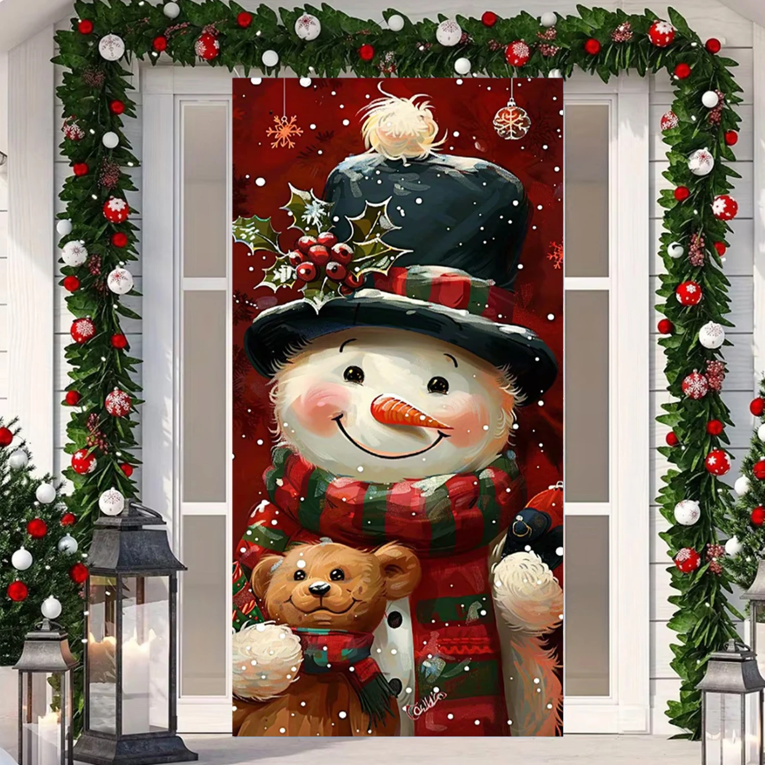 Navidad-Santa-tema-tuerca-Cracker-mu-eco-de-nieve-puerta-Banner-adornos ...