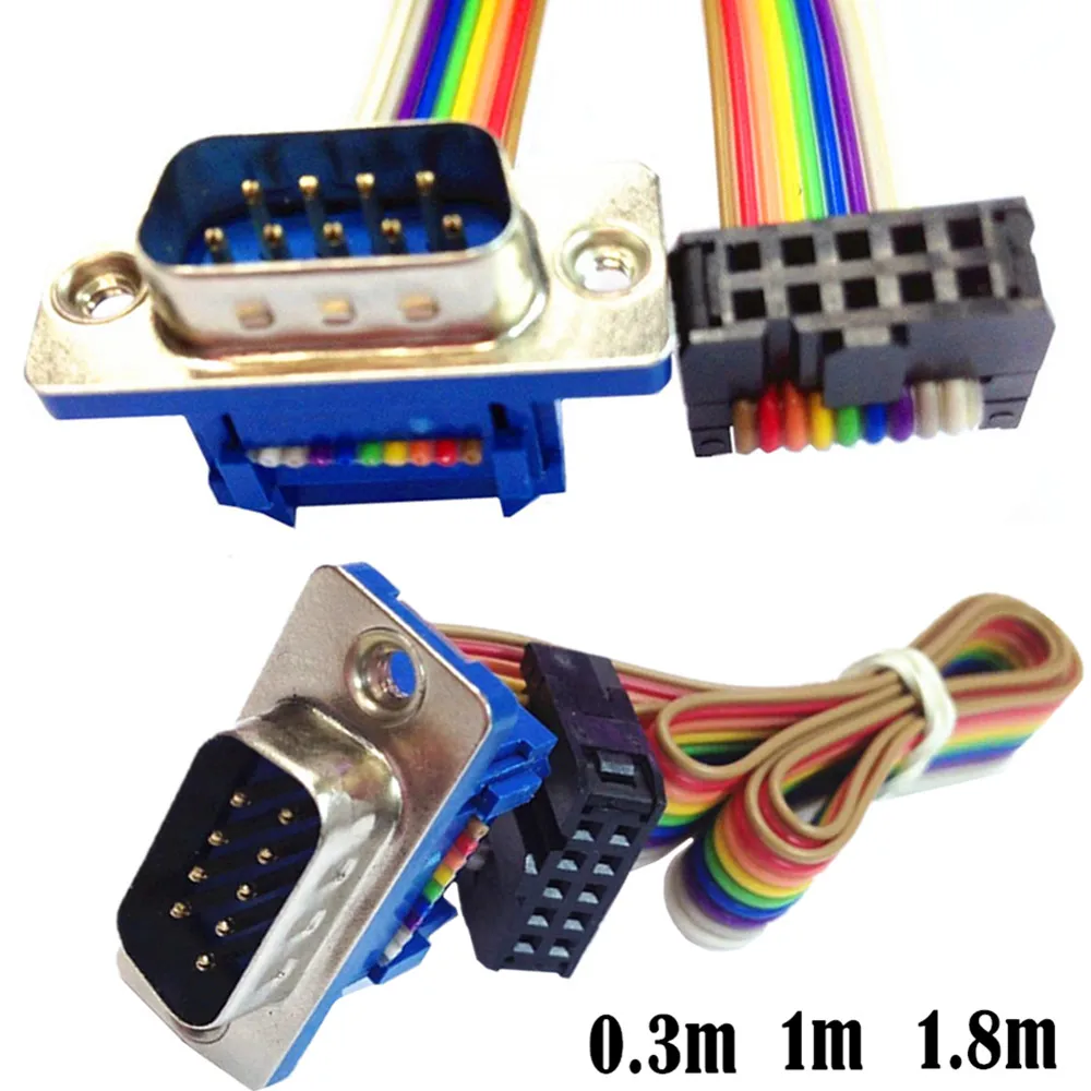 9-Pin-RS-232-DB9-Male-to-2-54mm-Pitch-IDC-Rainbow-Wire-Flat-Ribbon ...