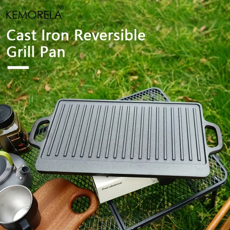 1PCS-Reversible-Griddle-Grill-Cast-iron-Grill-Pan-Non-Stick-Skillet-BBQ ...