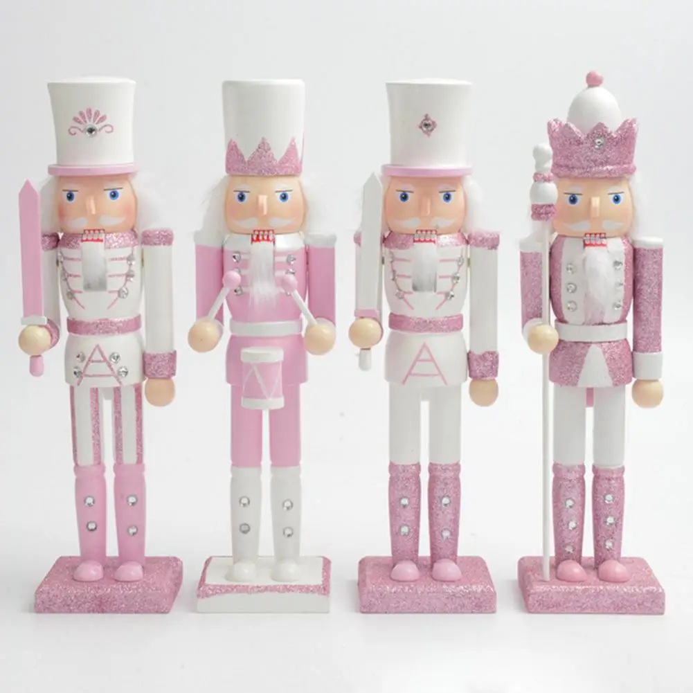 30cm-Wooden-Soldier-Figurine-Pink-Glitter-Nutcracker-Soldier-Figurines ...