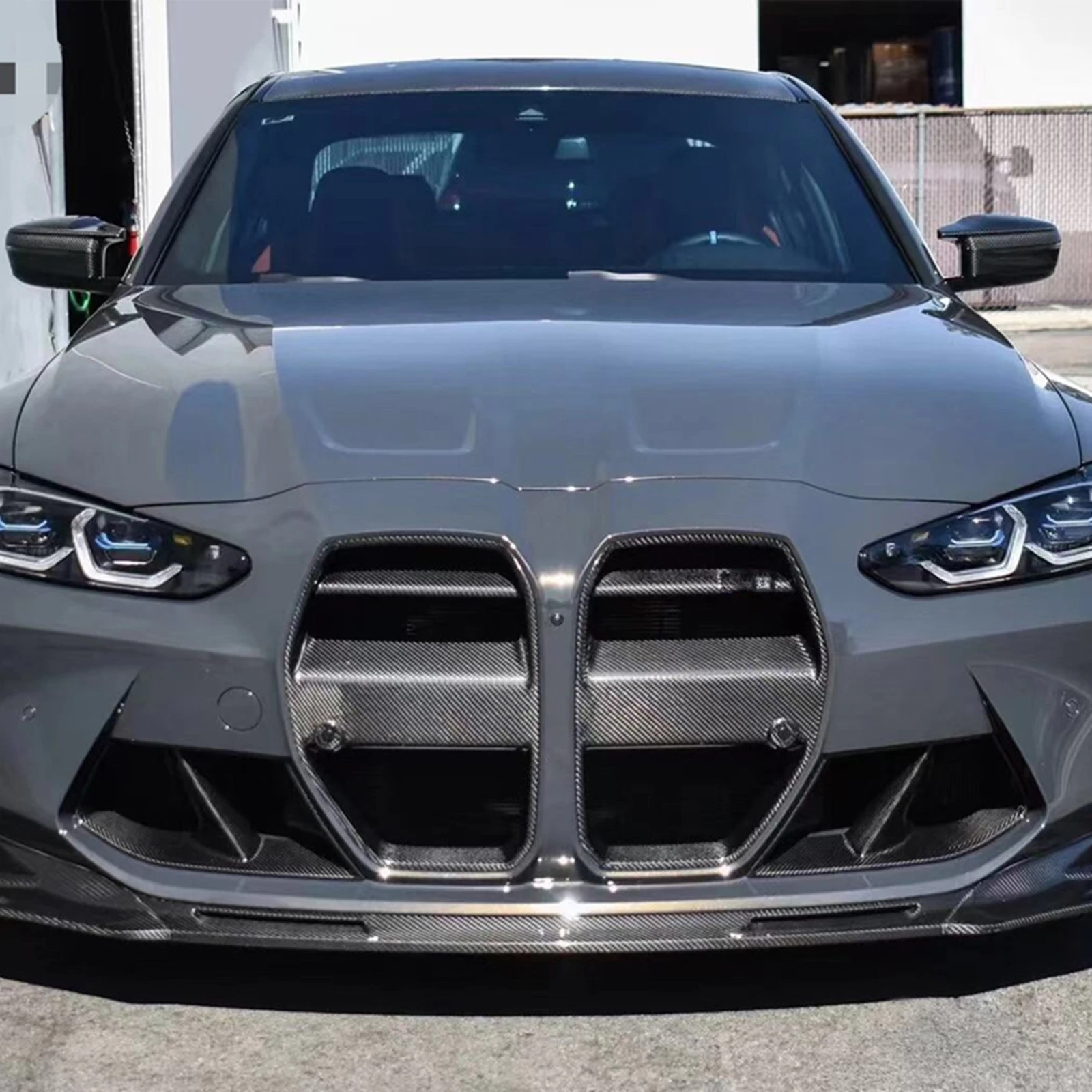 Carbon Fiber Car Front Grill Center Intake Hood Mesh Bumper Grid Frame ...