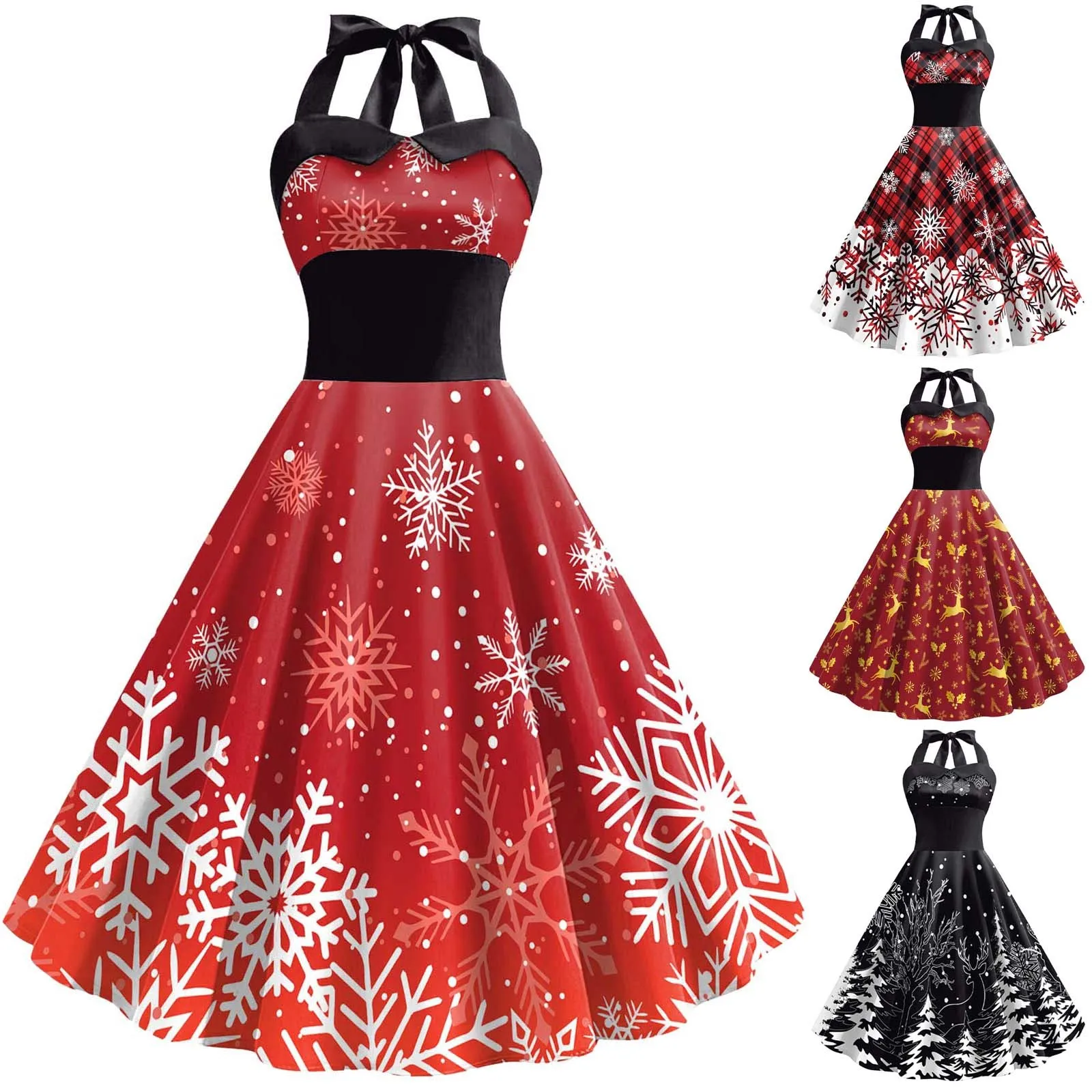 Women-Christmas-Dress-Christmas-Snowflake-Print-New-Year-Costume ...