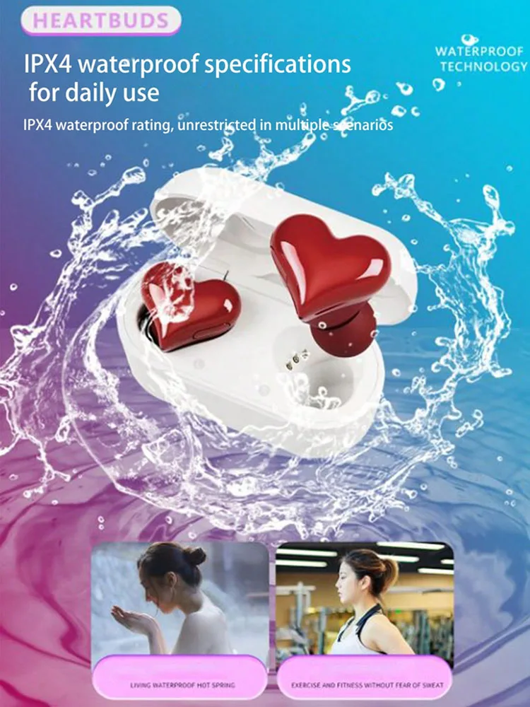 Wireless Mini Heart Headphones, Heart Shaped Headphones Cute Wireless ...