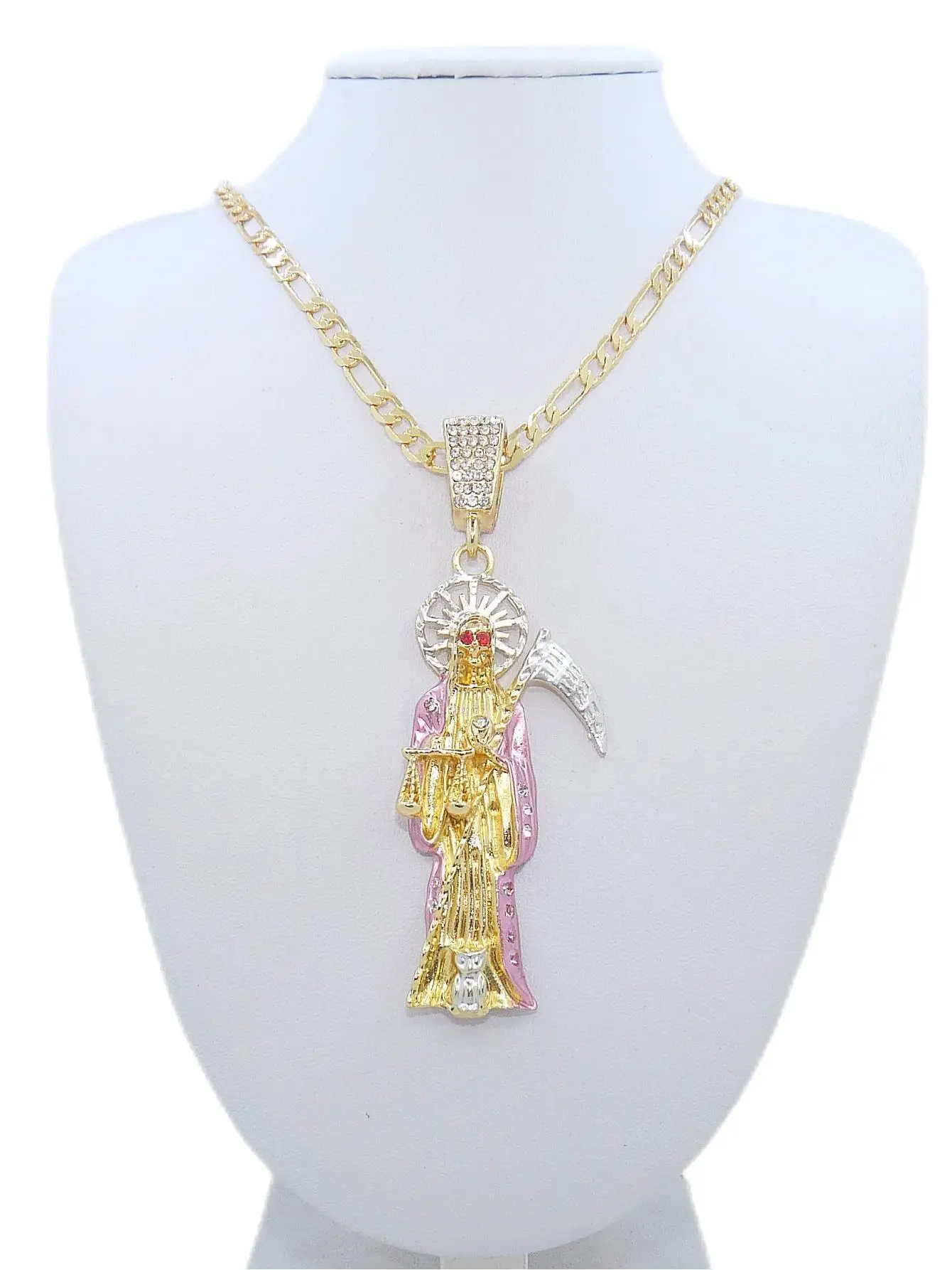 Santa Muerte Necklace Santisma Muerte Santa Muerte Pendant Chain set ...