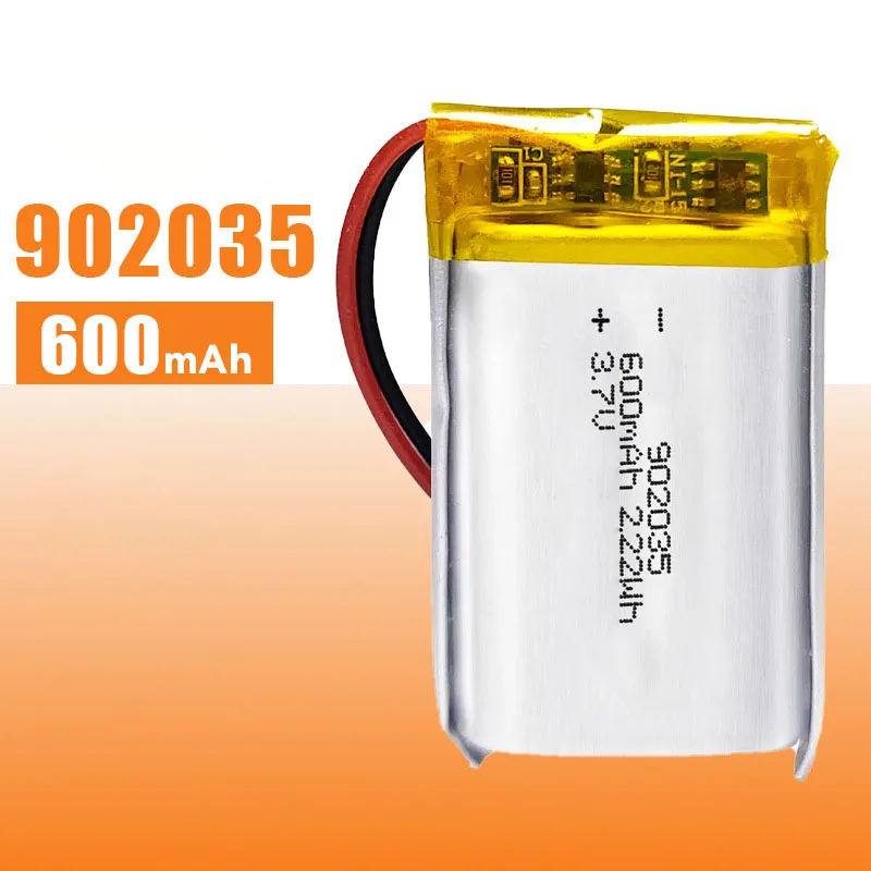 3.7V 600mAh Lipo Polymer Lithium Rechargeable Battery 902035 For MP3 ...