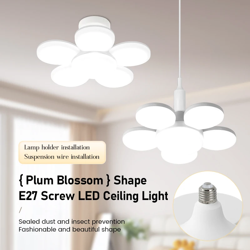 E27-Screw-Mouth-LED-Ceiling-Light-Household-220V-White-Light-5-Leaf ...