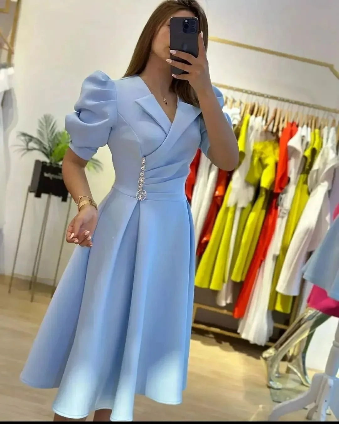 Simple-Short-Prom-Dresses-Delicate-Crystals-A-Line-Evening-Party-Gown ...