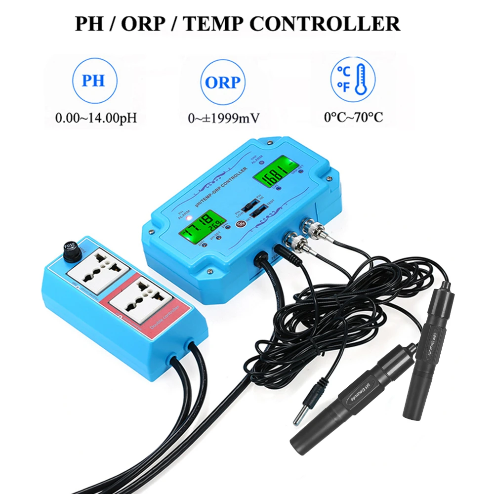 Digital 3 em 1 ph orp controlador de temperatura monitor tratamento água qualidade analisador ...