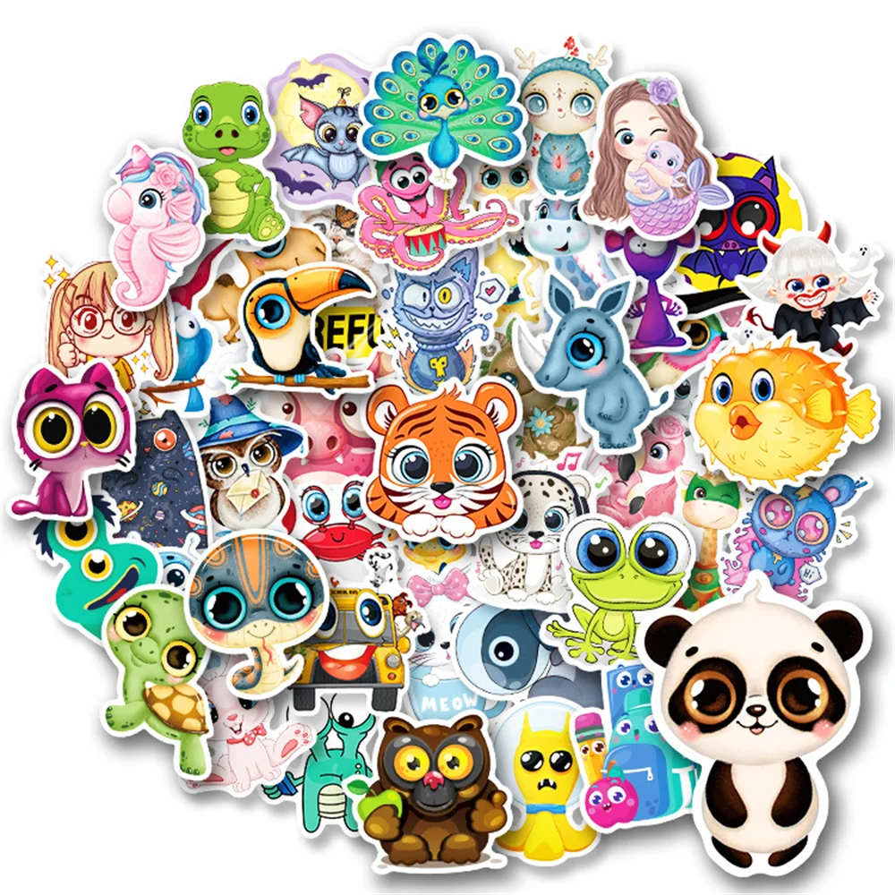 10-30-50PCS-Cute-Animals-Big-Eyes-Stickers-Small-Fresh-Cartoon ...