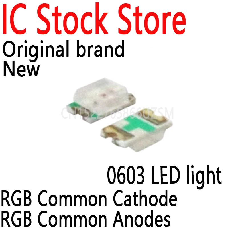 100PCS SMD 0603 Diode Chip LED RED Green Blue RGB Total Cathode Total ...
