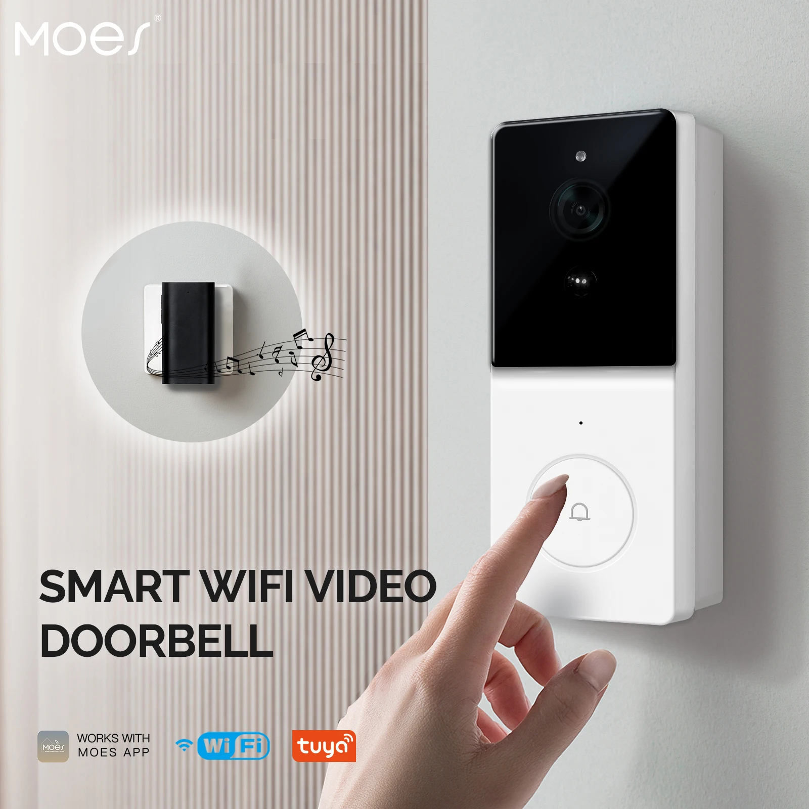 MOES Tuya Smart WiFi Video Doorbell Camera with 2-Way Audio Intercom ...