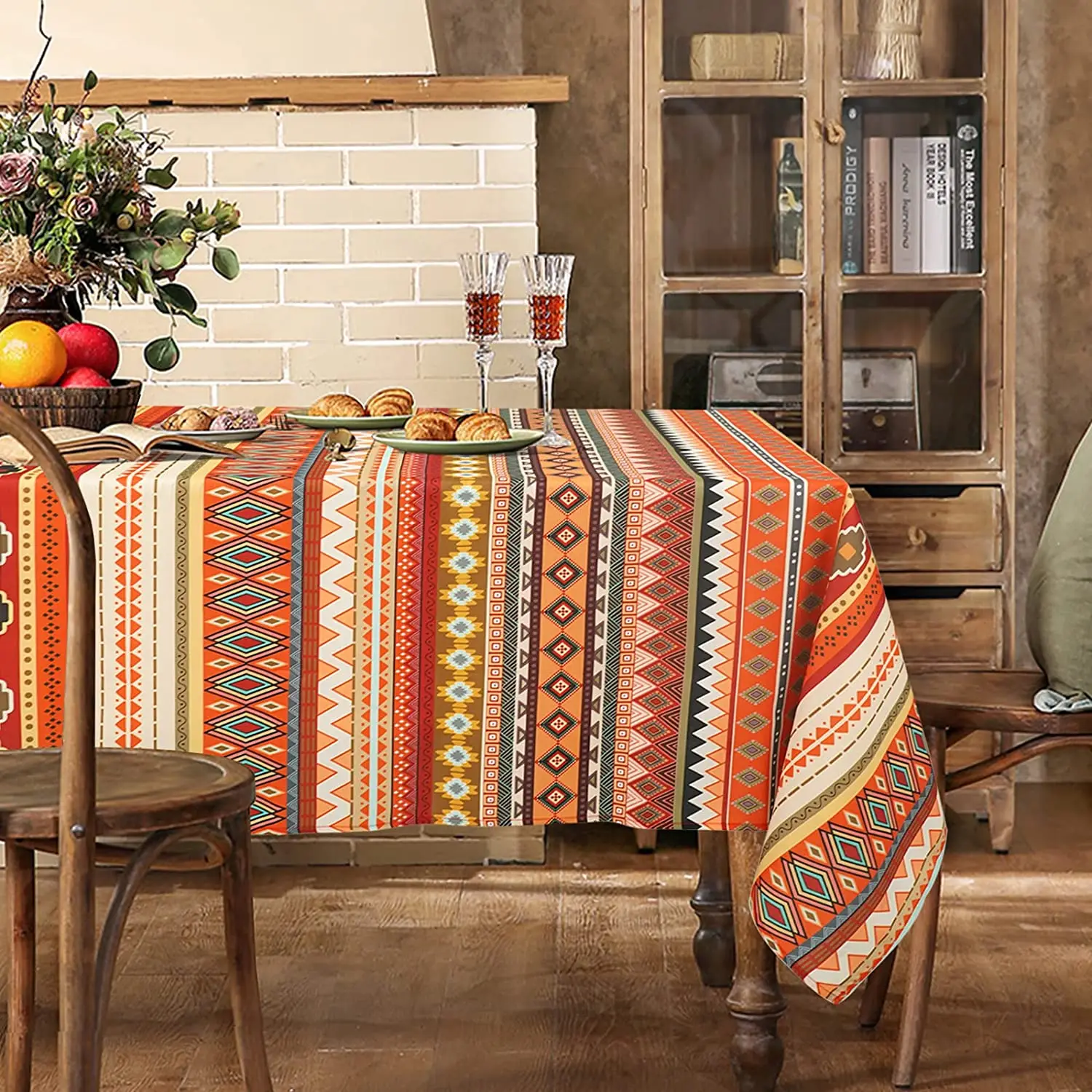 Trendy Boho Ethnic Linen Tablecloth Kitchen Tablecloth Outdoor Picnic ...