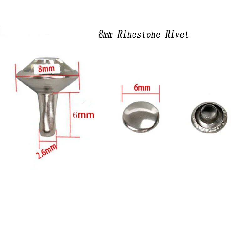 Shank 6mm 100Sets 8mm Crystals Rhinestone Rivets Diamond Studs For ...