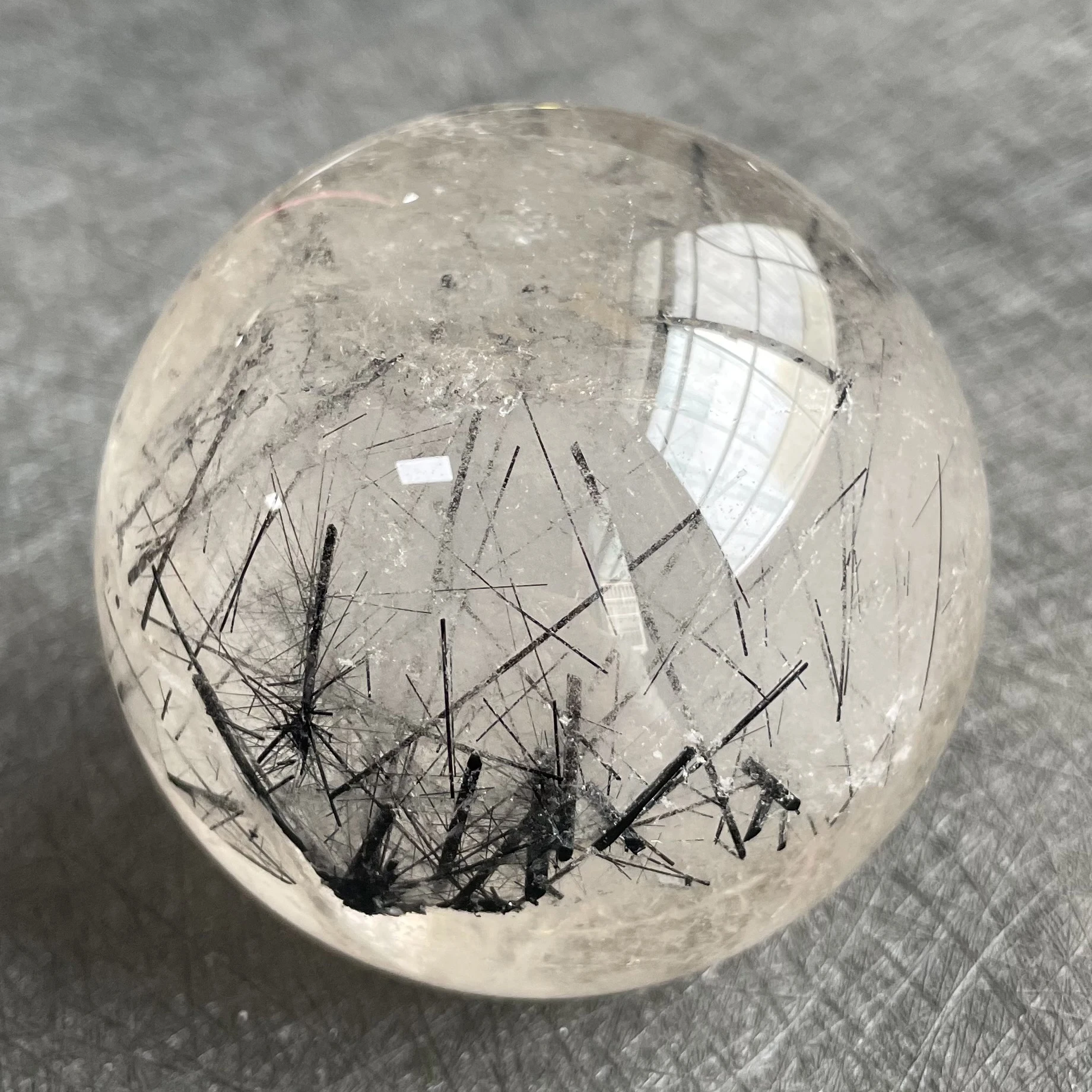 410g-Natural-Stone-Black-Quartz-Rutilated-Crystal-Ball-Rainbow-Quartz ...