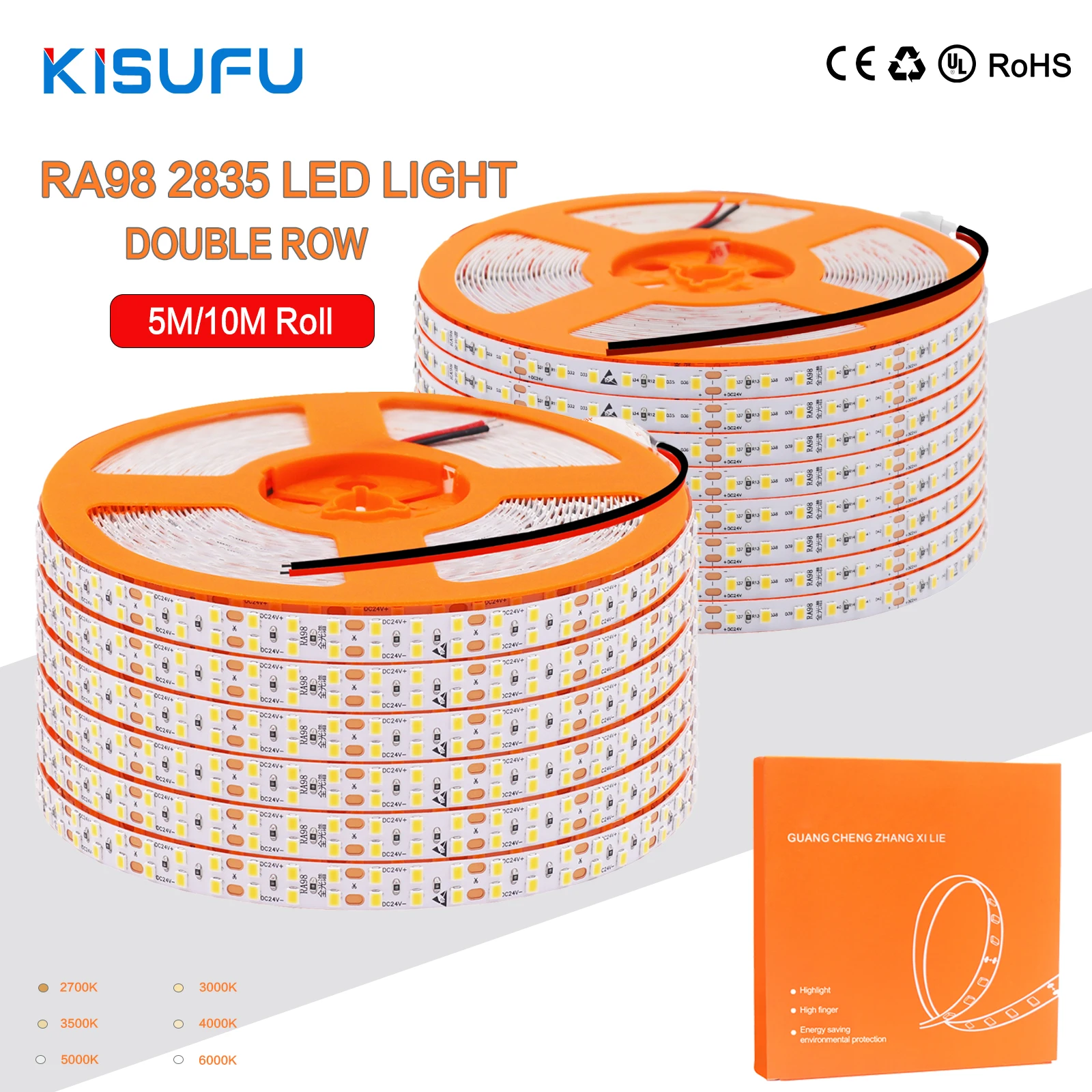 Ra98-120-240-luz-de-tira-led-2835-24v-5m-10m-flex-vel-espectro-completo ...