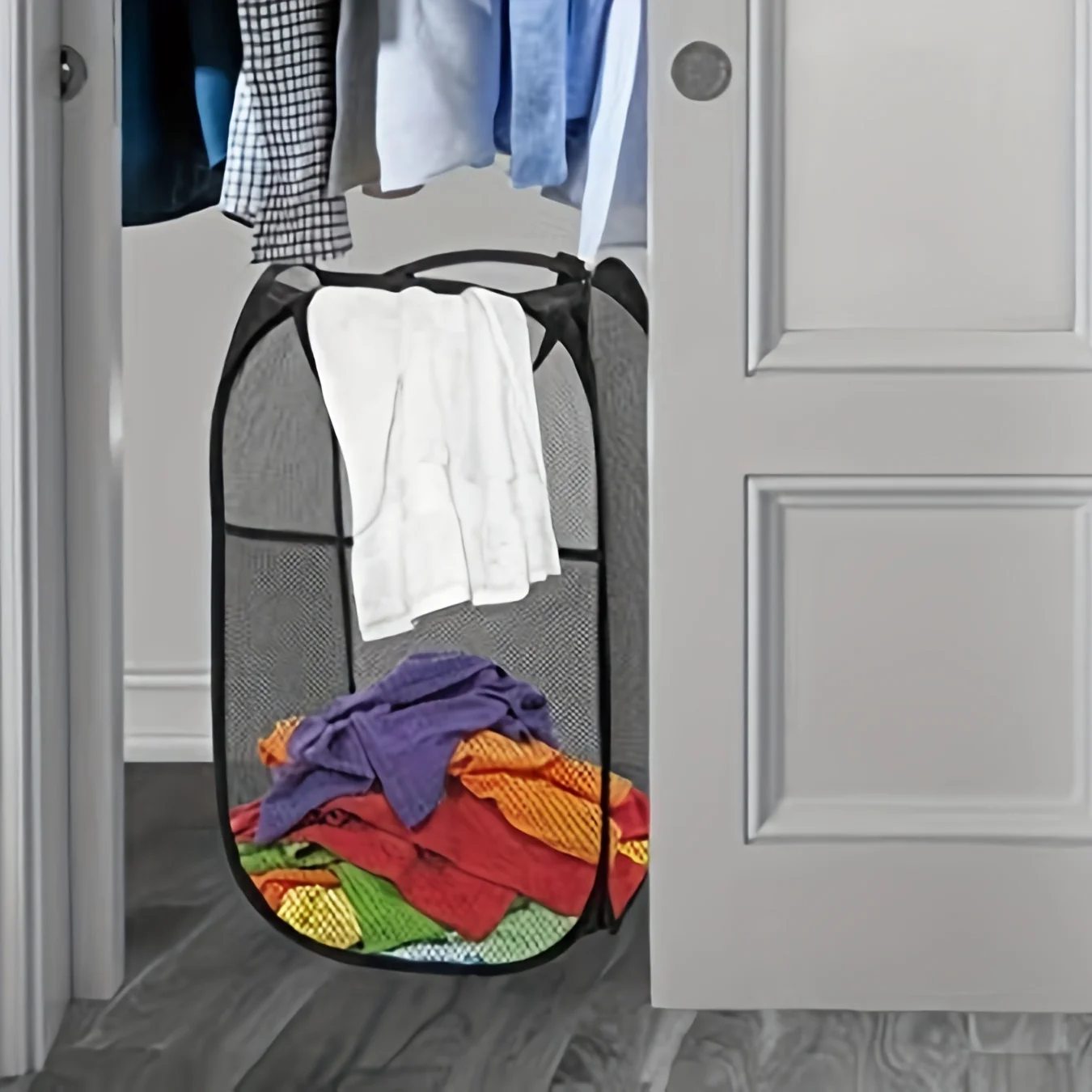 Space-Saving-Fabric-Laundry-Hamper-Collapsible-Portable-Mesh-Design ...