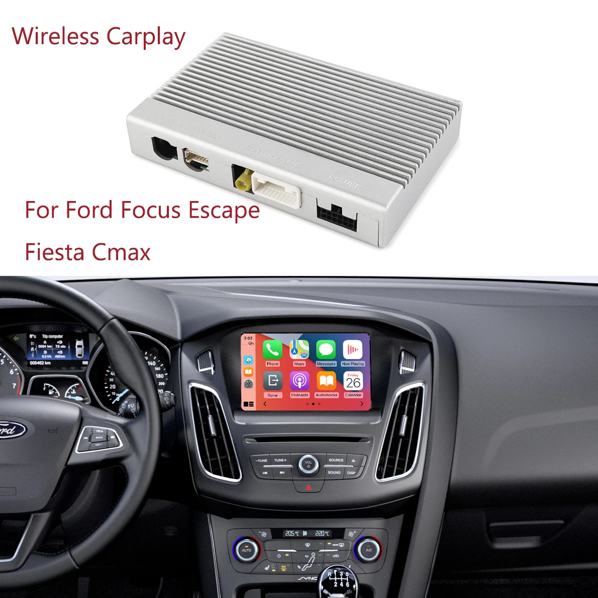 Road Top Wireless Apple CarPlay Android Auto Decoder for Ford Focus ...