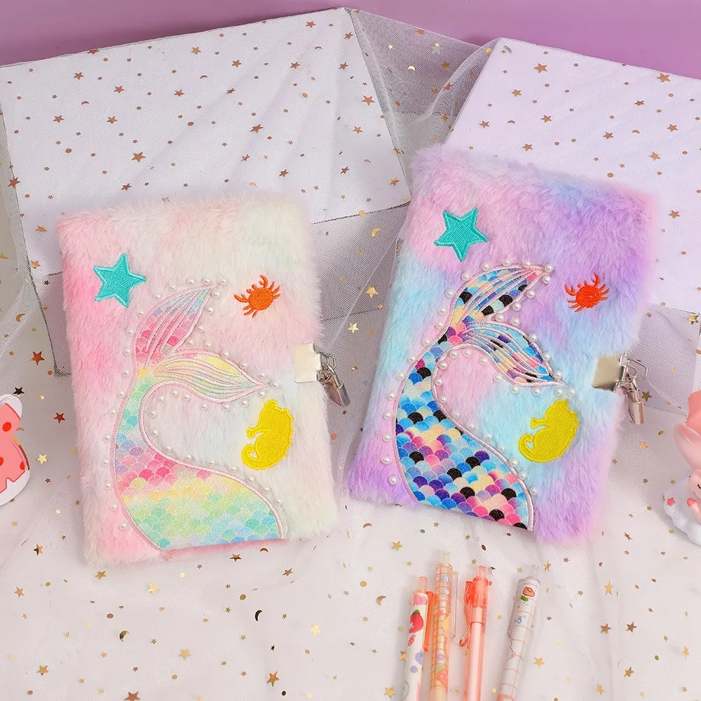 Fish-Tail-Plush-Notebook-Fantastic-Colorful-Girl-Cartoon-Journals-With ...