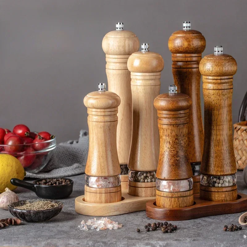Wood Grinder Acrylic Manual Pepper Mill Salt Mill Pepper Ceramic Core ...