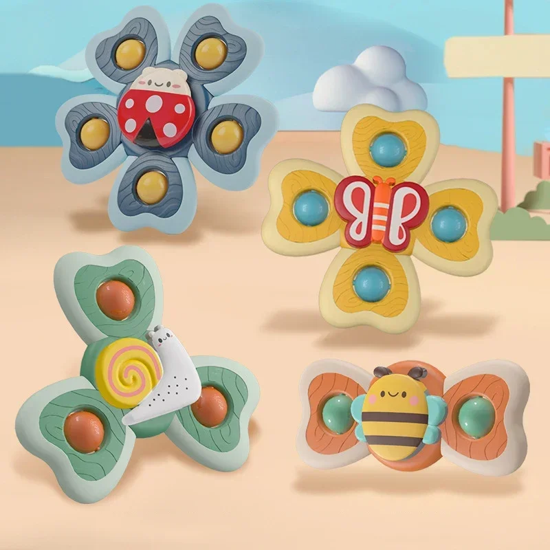 1pc bebê dos desenhos animados insetos giradores brinquedo abs ventosa ...