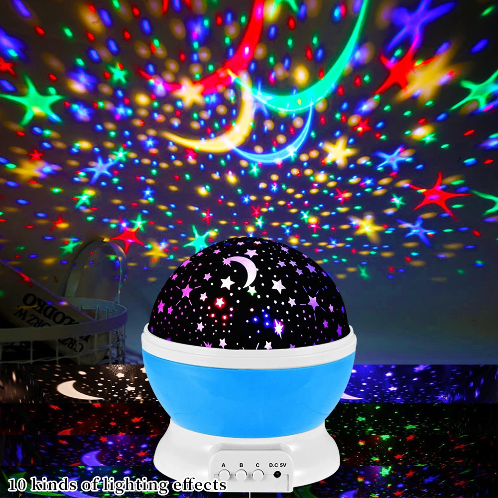 LED Star Projector lamp Starry Sky Rotating Night Light Children ...