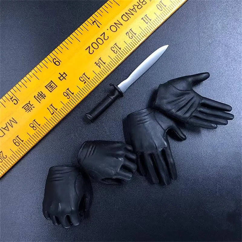 1-6-Scale-Soldier-Black-Gloved-Hands-Weapon-Knife-Plastics-Model-Toy ...