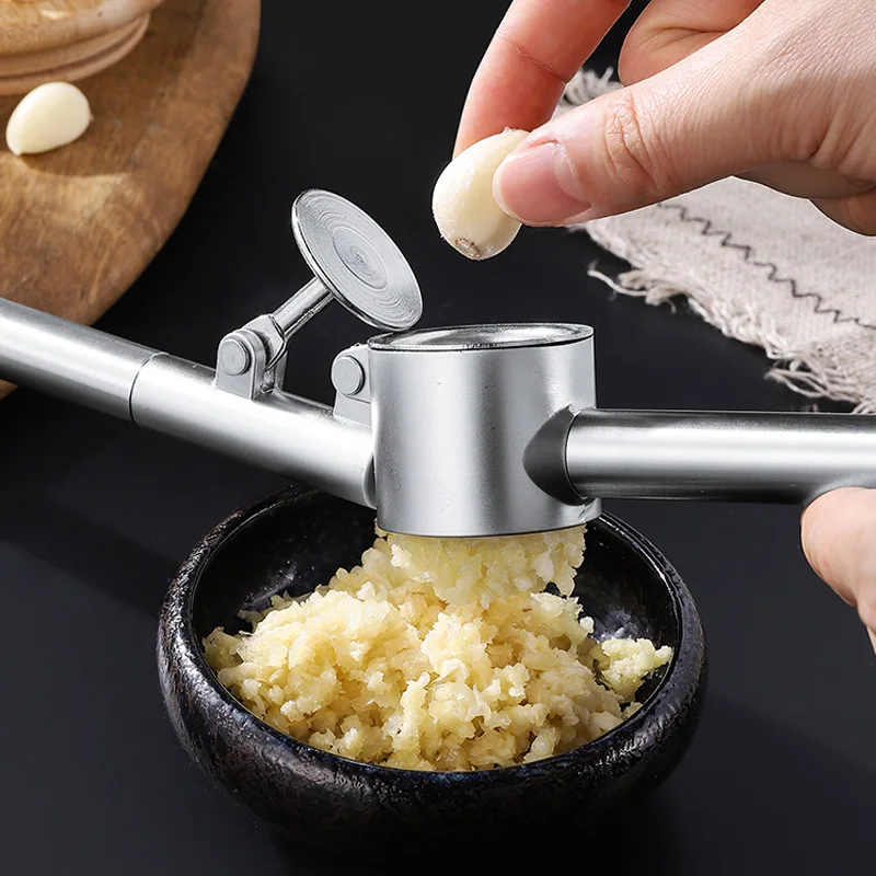 Stainless Steel Garlic Press Hand Garlic Masher Food Crusher Ginger Mud ...