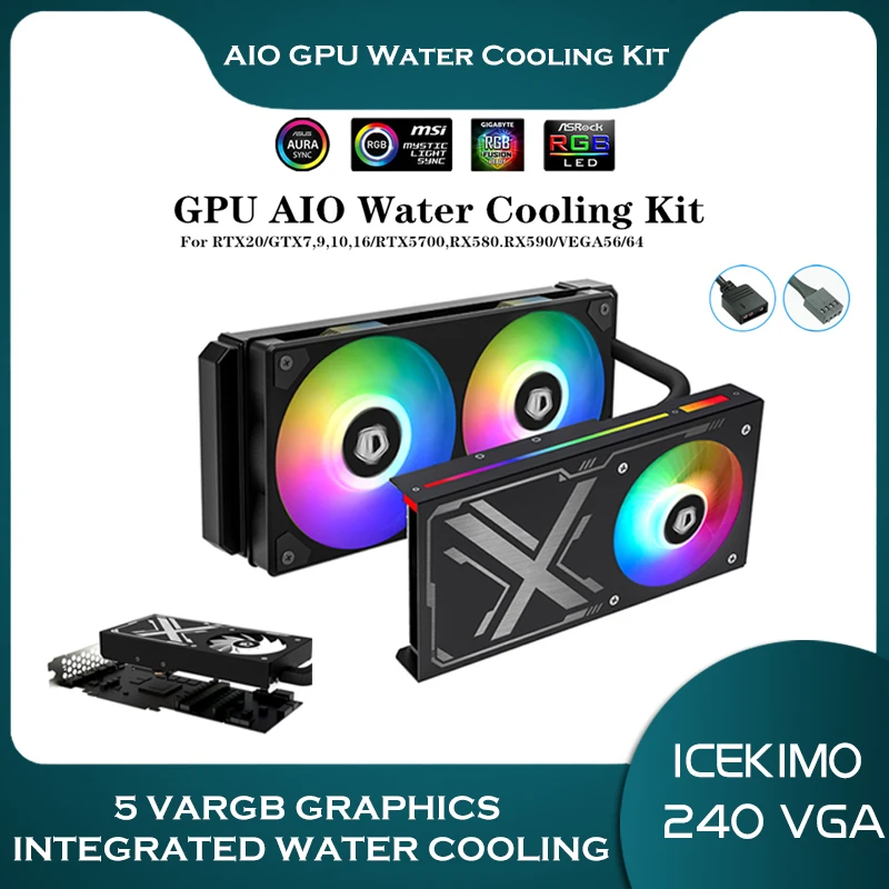 GPU AIO Kit de refrigeración por agua, radiador de tarjeta gráfica 5V ...