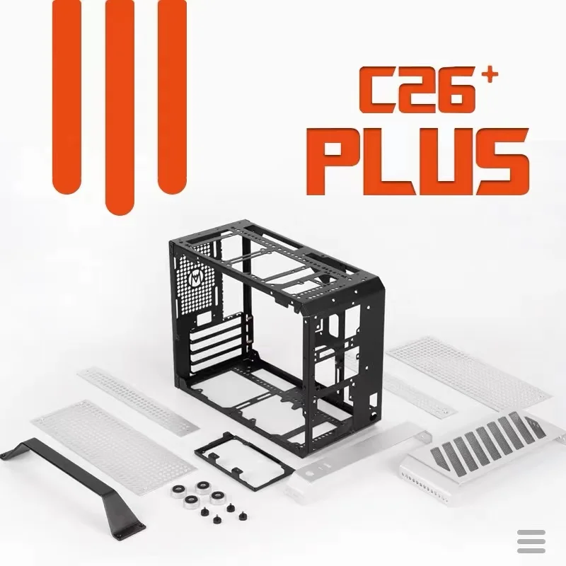 メカニックマスター-モデルc26plus,水冷付き多機能ポータブルpcタワー,アルミニウム合金,itx/matxおよびatx psu 240