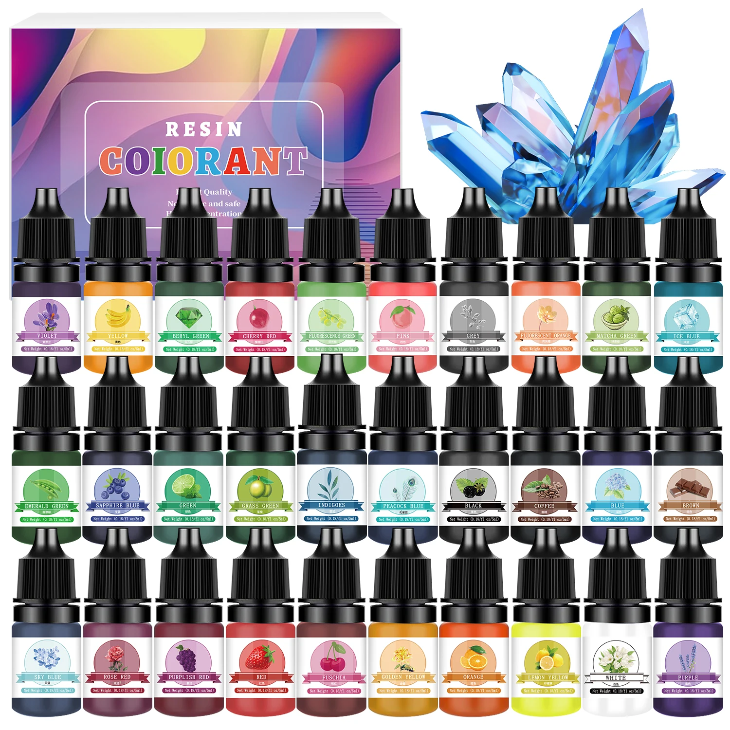 Kits de pigmentos de resina epoxi, 24/30 colores, 5ml, colorante ...