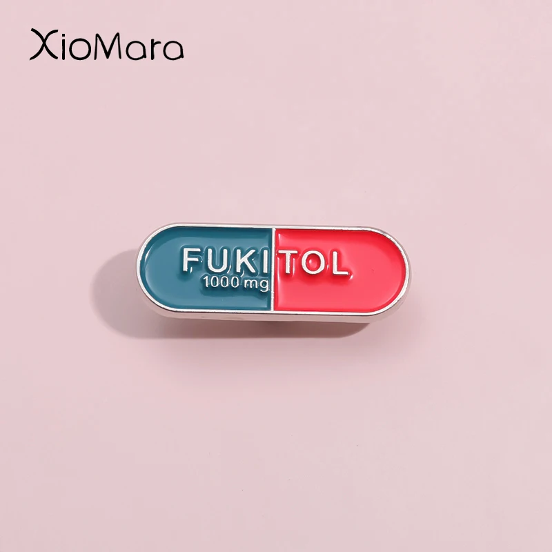 Funny-Humorous-Sarcasm-Enamel-Pins-Custom-Fukitol-Pill-Dosage-Brooches ...