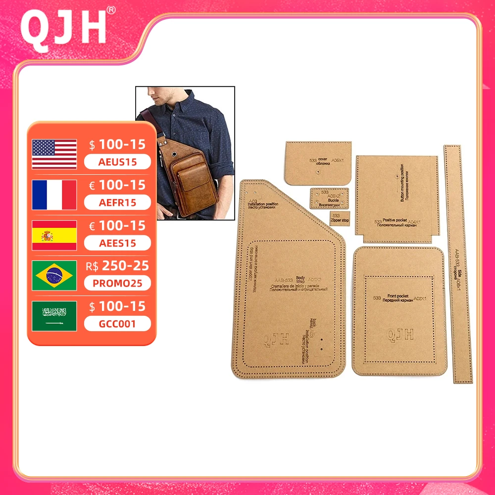 DIY-Handmade-Leather-Men-s-Fashion-Chest-Bag-Sewing-Pattern-Hard-Kraft ...