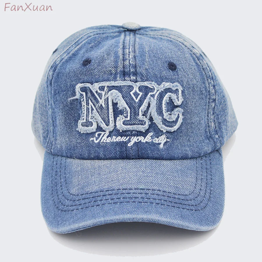Denim Baseball Cap NYC Letters Embroidery Y2K Fashion Women Men Caps ...