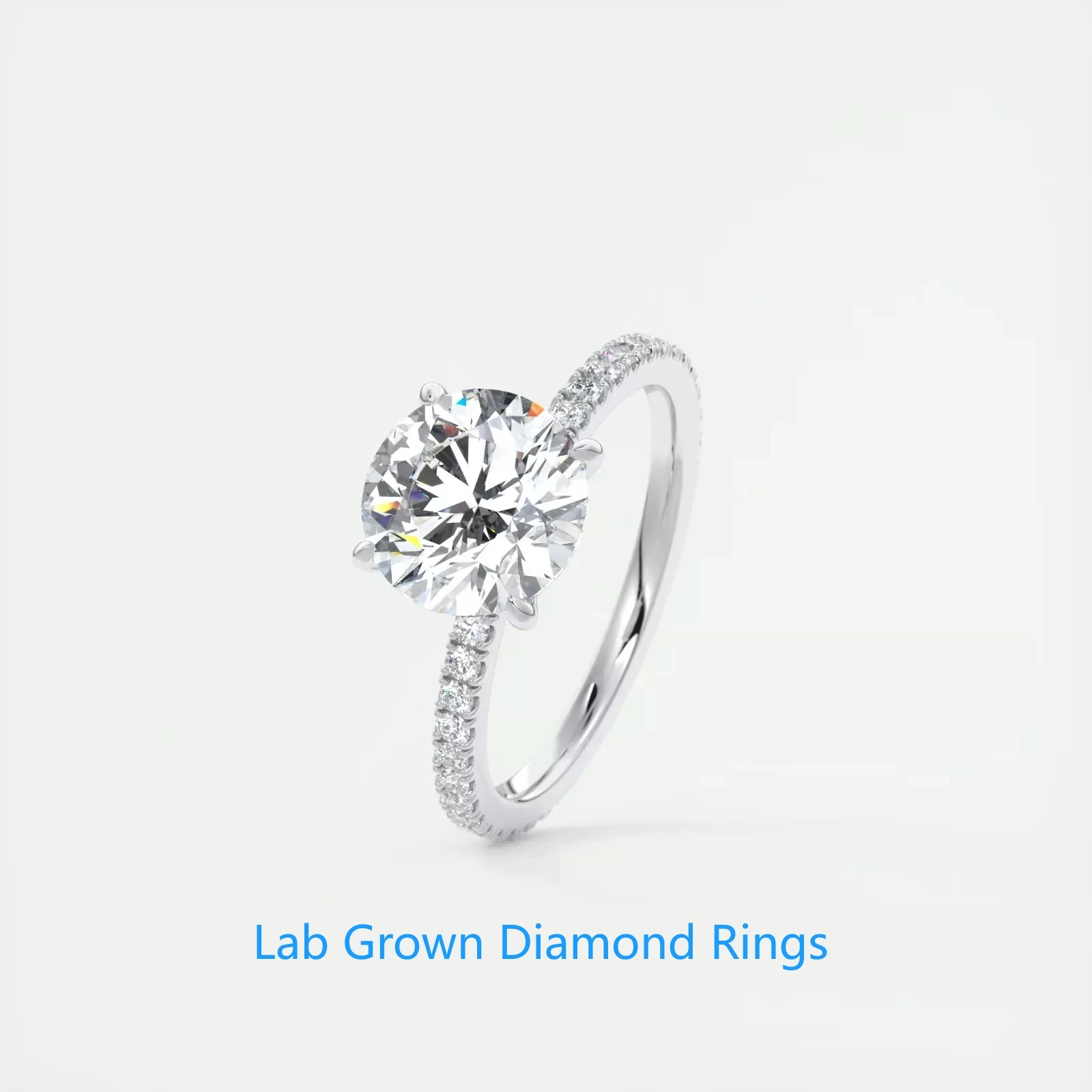 CVD HPHT DEF VS-VVS Lab Grown Diamond Engagement Ring 2CT Main Stone ...