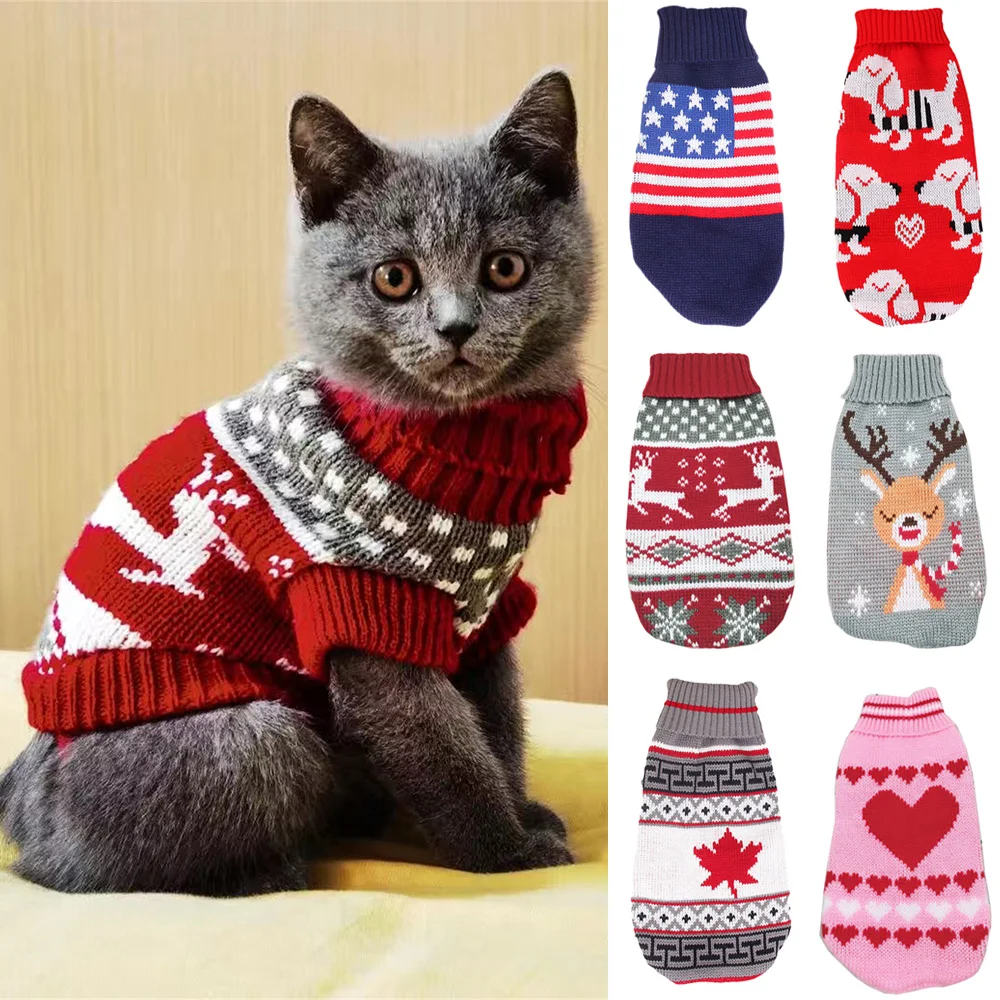 Nette-Katze-Pullover-Kost-m-Winter-Warme-Haustier-Kleidung-f-r-Katzen ...