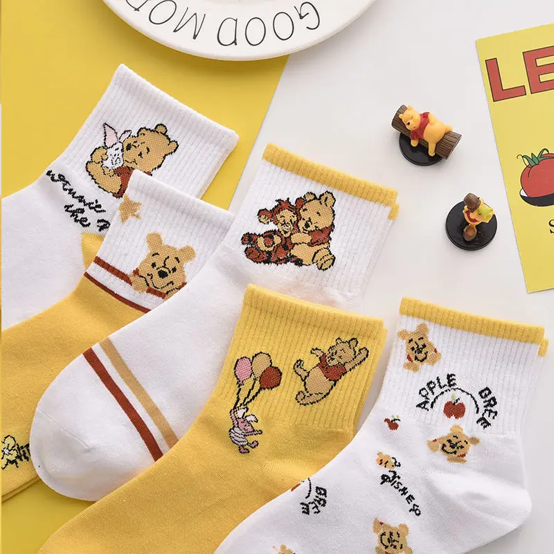 5-Pairs-Winnie-The-Pooh-Socks-Fashion-Kawaii-Cartoon-Tigger-Pattern ...