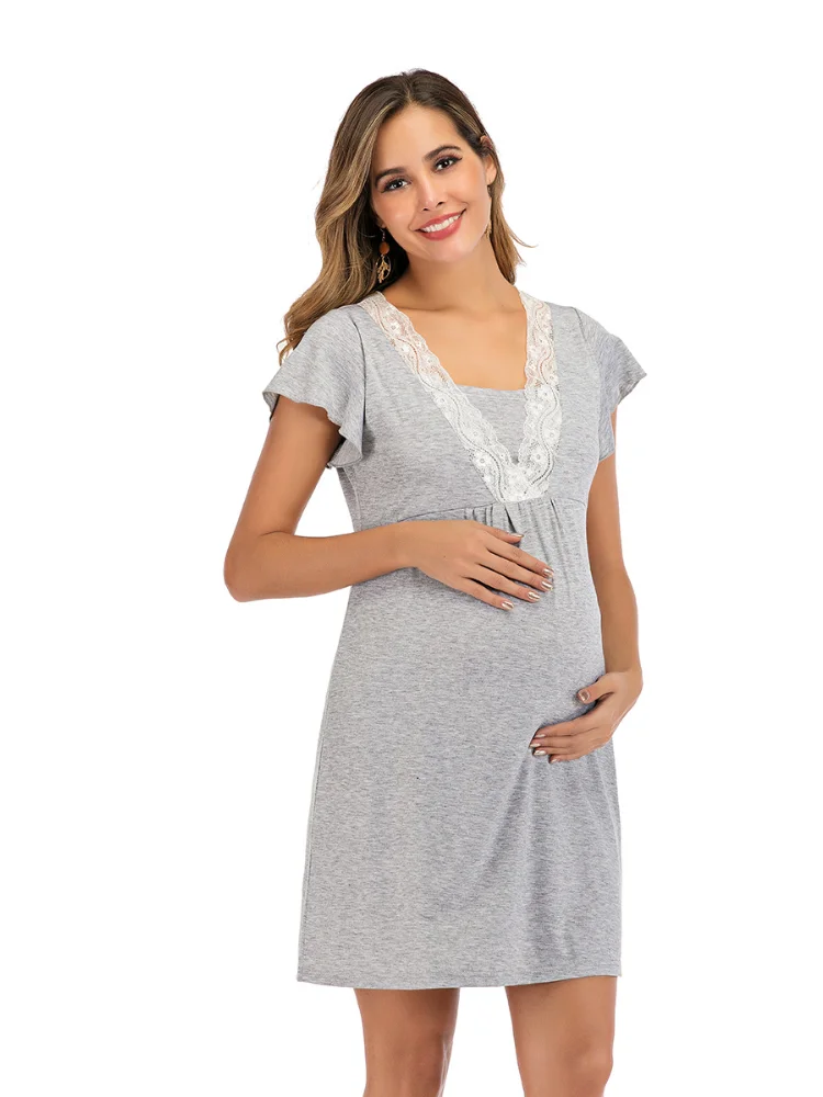 Maternity-Dress-for-Hospital-Nightgown-Pregnant-Women-Nursing-Nightwear ...