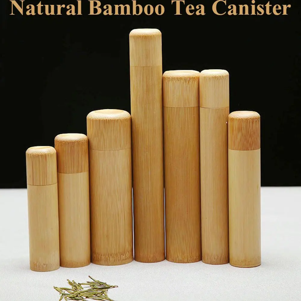 Spice Tubes With Lid Bamboo Bottle Handmade Storage Box Tea Canister ...