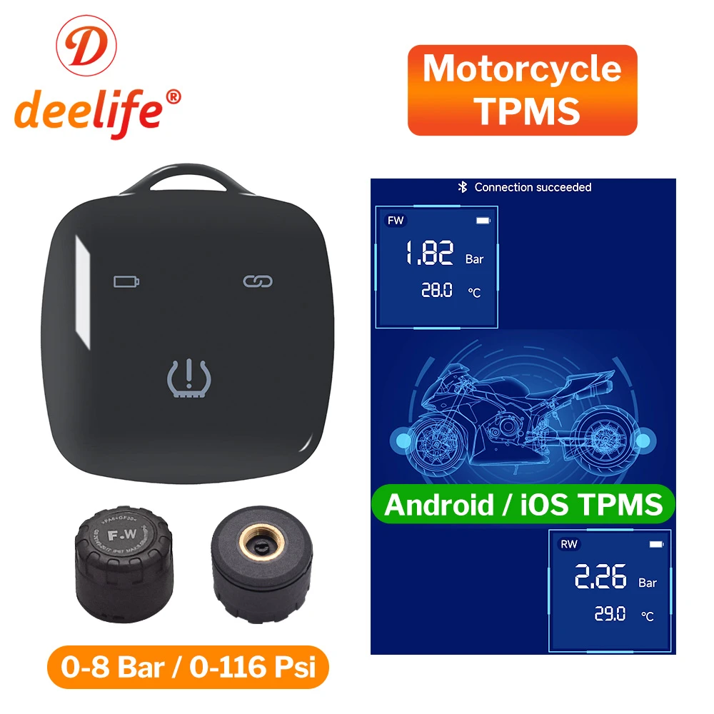 Deelife Motorcycle Tpms Moto Tire Pressure Monitoring System Android ...