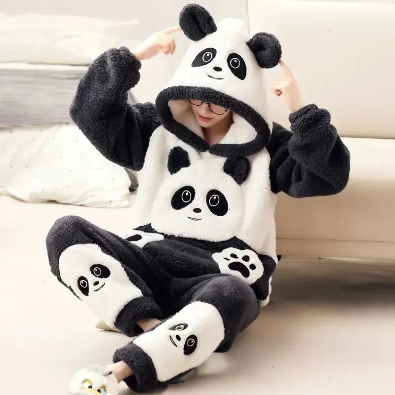 Sleepwear-Male-Night-Flannel-Home-Winter-For-Plush-Clothes-Fleece-Thick ...