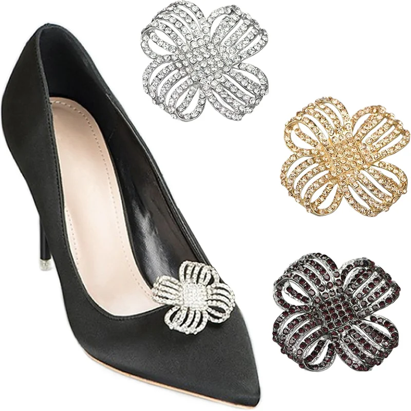 Clips à chaussures en métal pour femmes, boucle à chaussures en strass ...