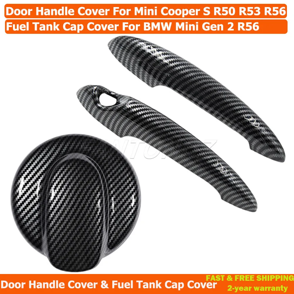 For MINI Cooper S R50 R53 R56 Gloss Black/Carbon Fiber Door Handle ...