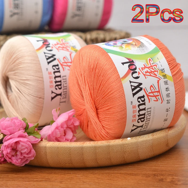 2Pcs hand knit Linen lace yarn Crocheting silk cotton Thread Crochet ...