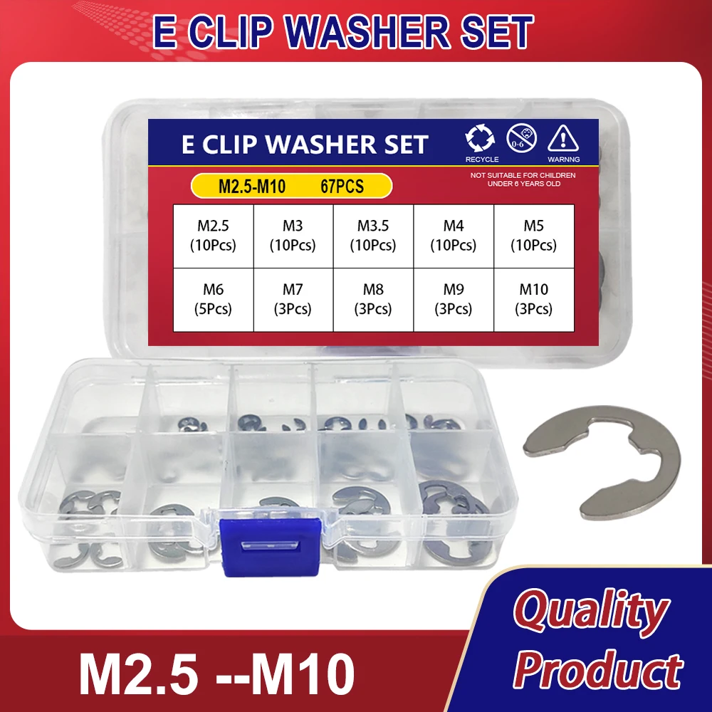 304-Stainless-Steel-E-Clip-Washer-Circlip-Assortment-Kit-External ...