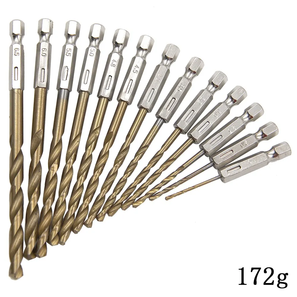 Hexagonal Handle Titanium Plated Drill and Reamer Set, 13-Piece ...