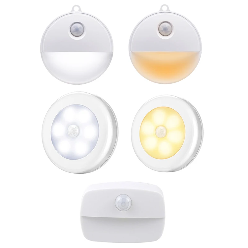 Motion Sensor LED Night Light Wireless Round Battery Powered Cabinet ...