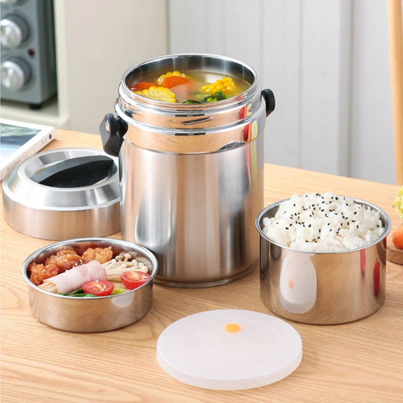 Large Capacity 3l Thermos Lunch Box Stainless Steel Portable Food Soup ...