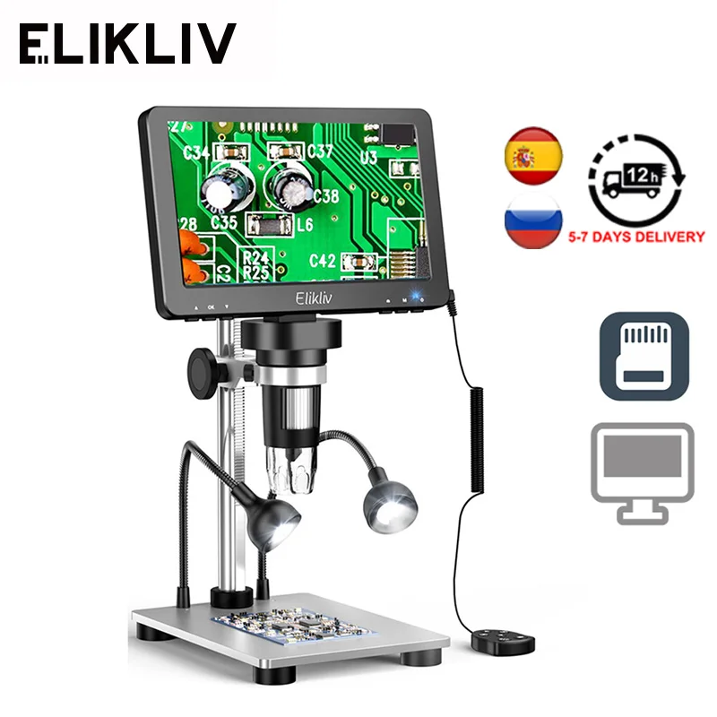Elikliv-EDM9-7-Inch-1080P-LCD-Digital-Microscope-50X-1200X-Soldering ...