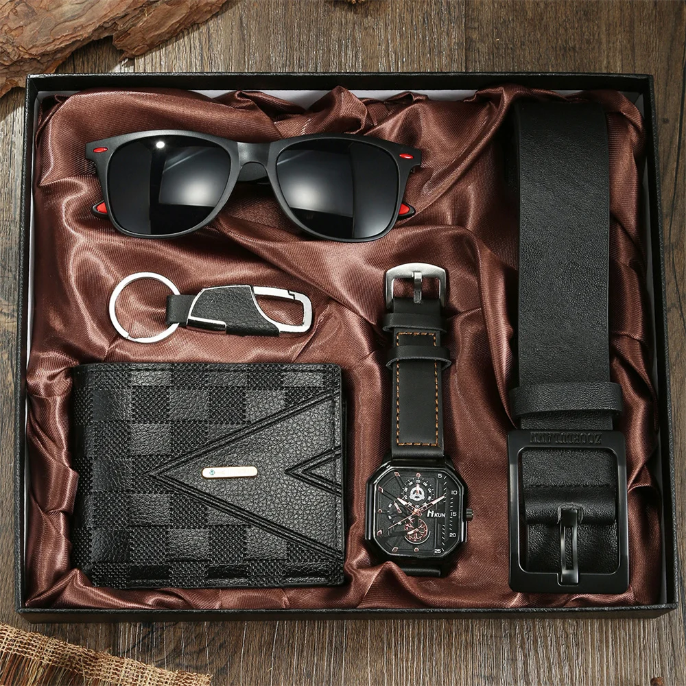 2025 New Mens Watch Set with Gift Box for Men 5 Pieces Keychain ...